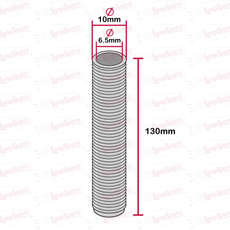 Steel 10mm All thread 130mm Long Hollow Rod 7422620 - Lighting Parts