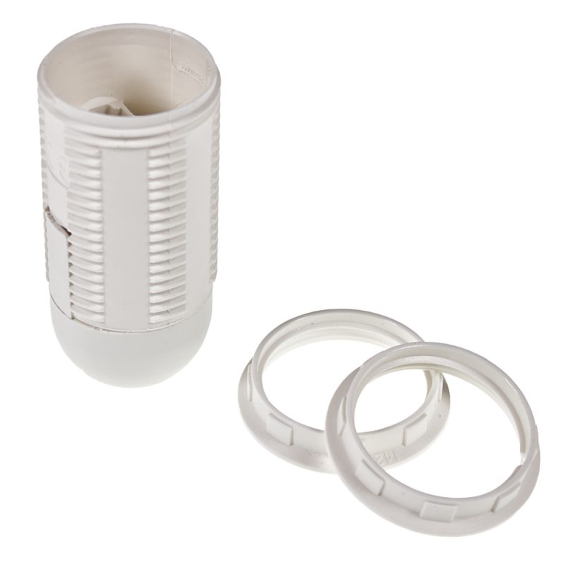 SES Threaded White Lampholder With Push Wire Terminals
